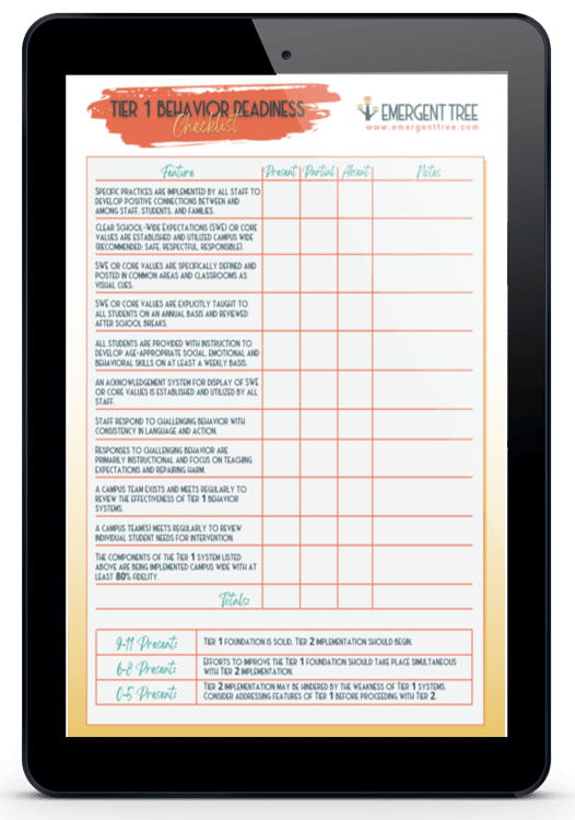 Tier 1 Behavior Readiness Checklist | Emergent Tree