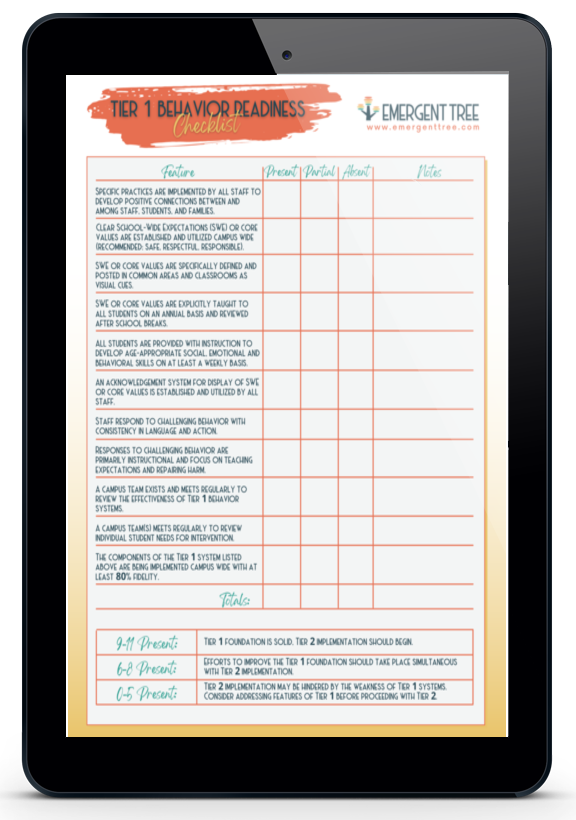 Tier 1 Behavior Readiness Checklist | Emergent Tree